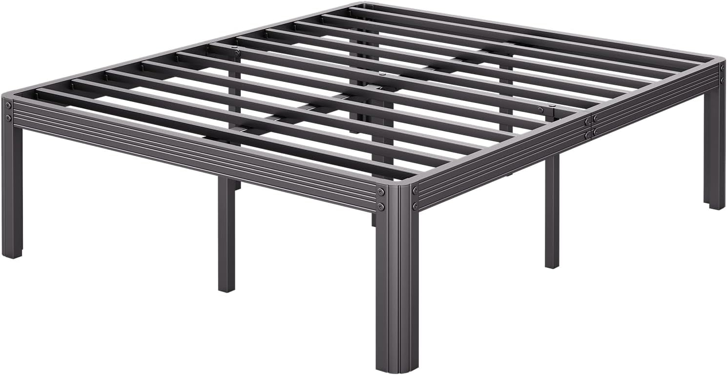 King Bed Frames, 18 Inch High Bedframe No Box Spring Needed, Heavy Duty ...