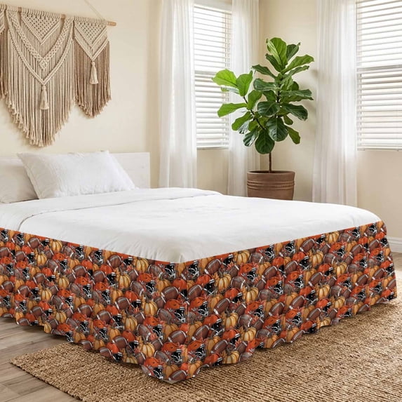 King Bed Skirt 16 Inch Drop, Football Fall Thanksgiving Pumpkin Easy ...