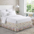 King Bed Skirt 18 Inch Drop, Blue Pink Yellow Tulips Butterfly Easy Fit ...