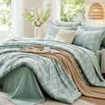 King Bed-in-a-Bag 01 - Sage Green Leaves, King(104"x 90") Botanical ...