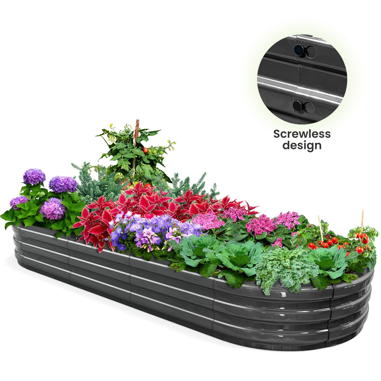 King Bird Metal Elevated Large 8x3x1 ft Raised Garden Bed Galvanized ...