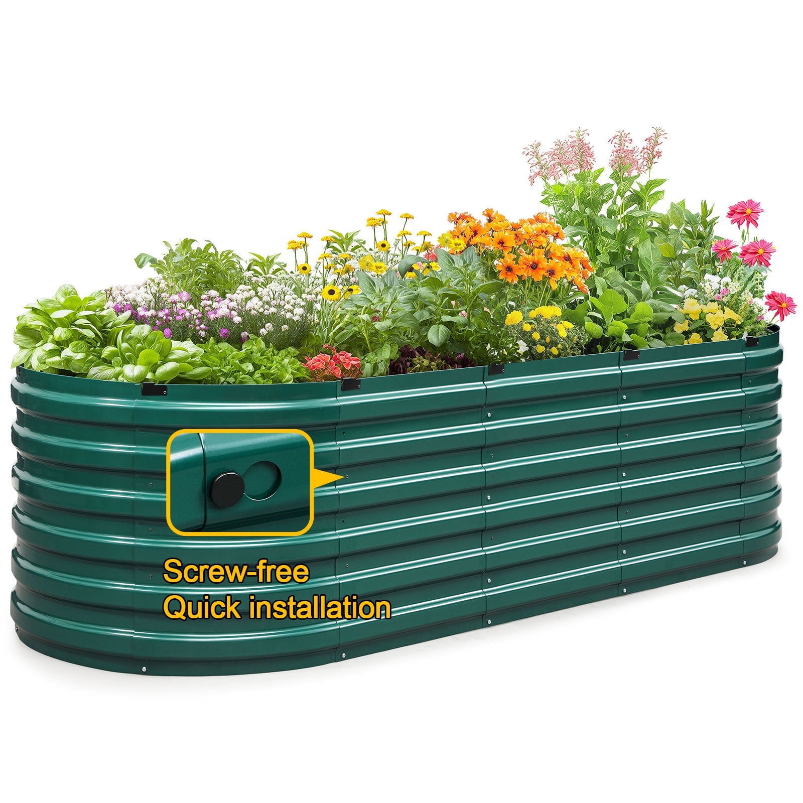 King Bird Steel Metal Raised Garden Bed, Screwless Galvanized Planter ...