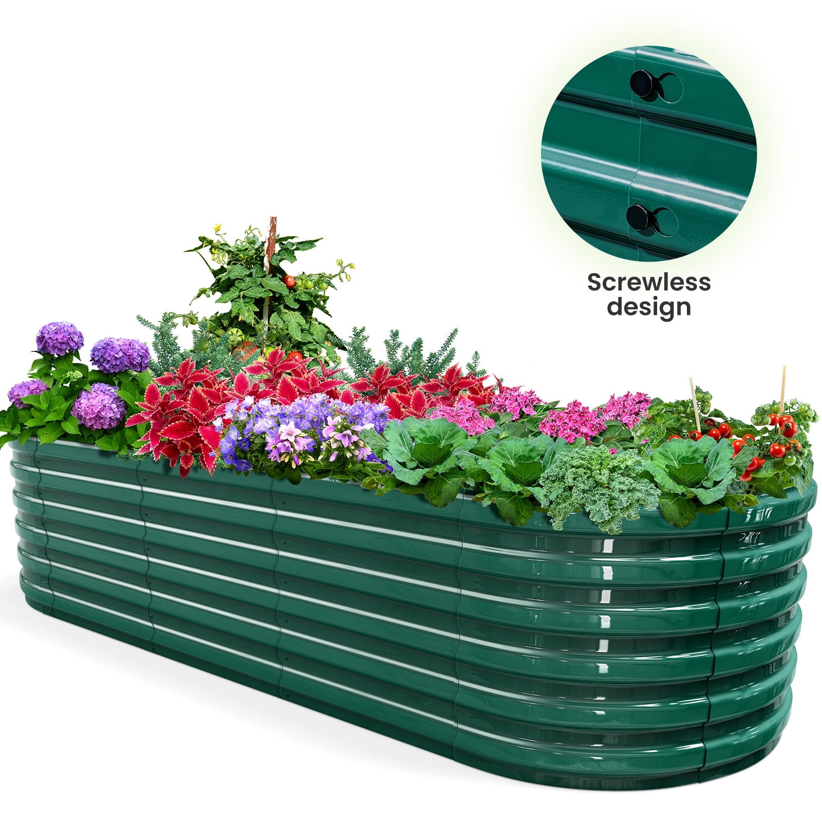 King Bird Steel Metal Raised Garden Bed, Screwless Galvanized Planter ...