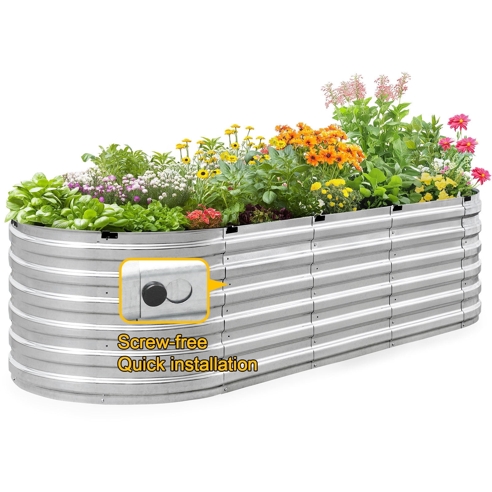 King Bird Metal Steel Screwless 8x3x2 ft Raised Garden Bed Galvanized ...