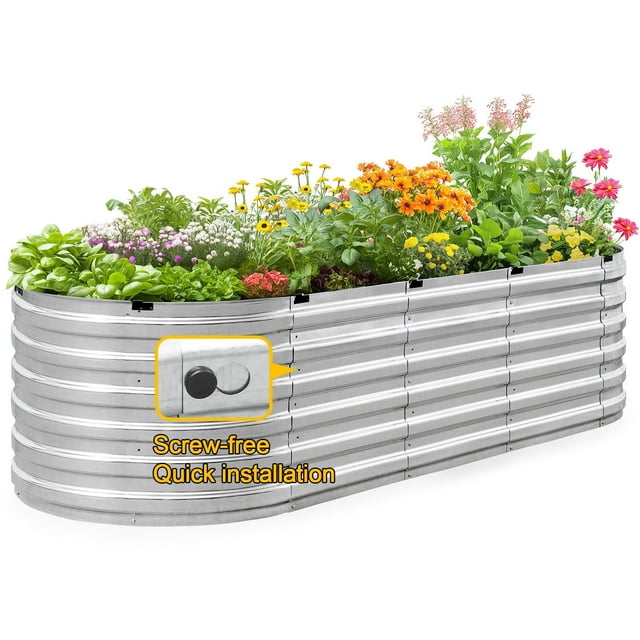 King Bird Metal Steel Screwless 8x3x2 ft Raised Garden Bed Galvanized ...