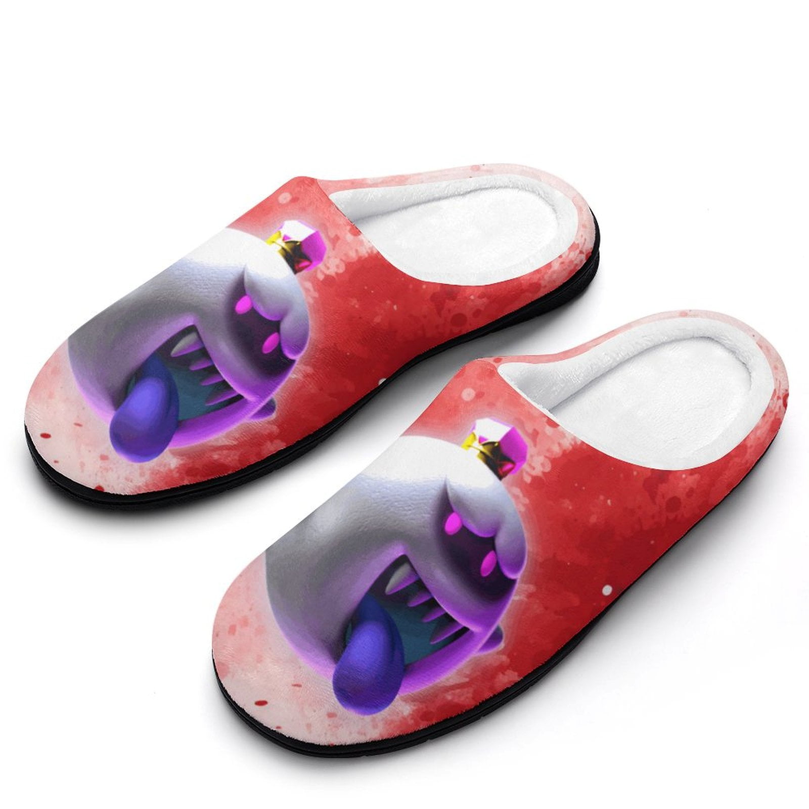 King Boo Horror Luigi's Mansion Fuzzy Cotton Slippers For Womens ...