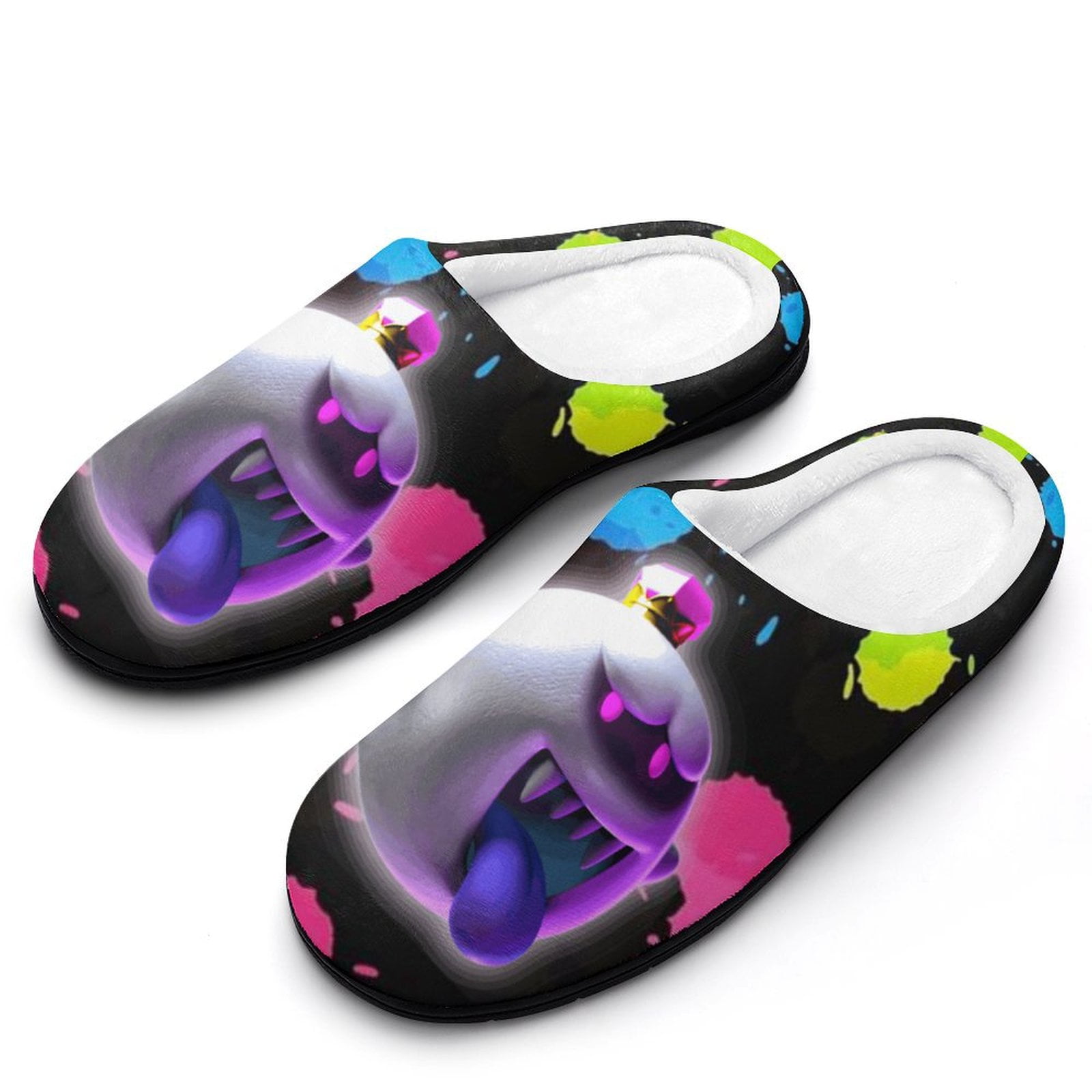 King Boo Horror Luigi's Mansion Fuzzy Cotton Slippers For Womens ...