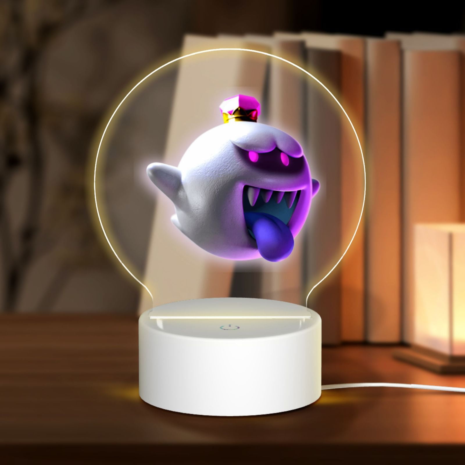King Boo Horror Luigi's Mansion Round Acrylic Night Light Decoration ...