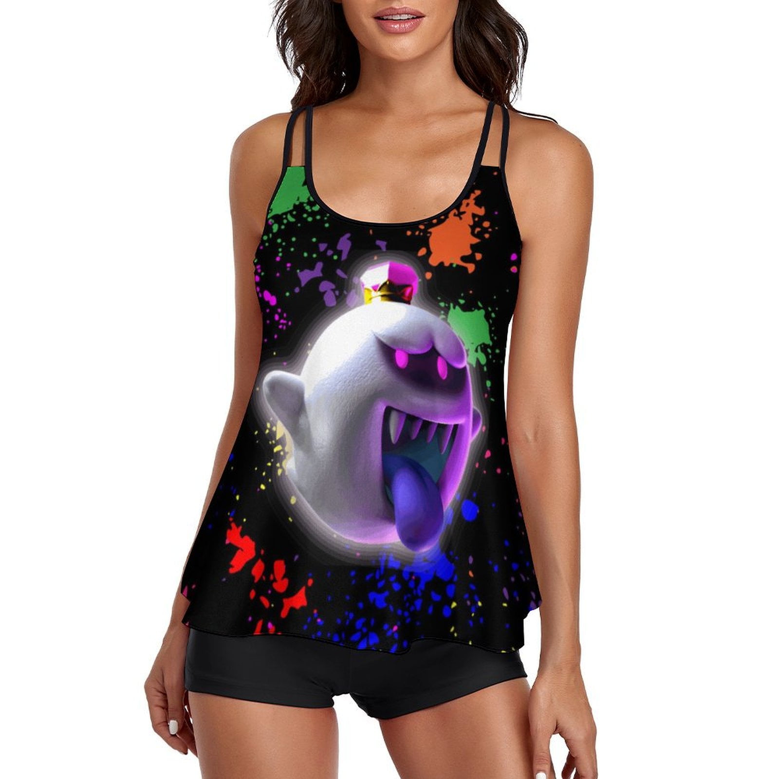 King Boo Horror Luigi's Mansion Women's Tankini Swimsuits Tank Tops ...