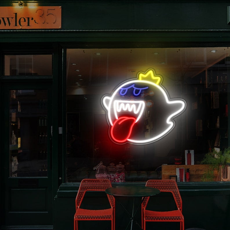 King Boo neon sign, ghost LED neon sign, kids play neon sign, dimmable ...