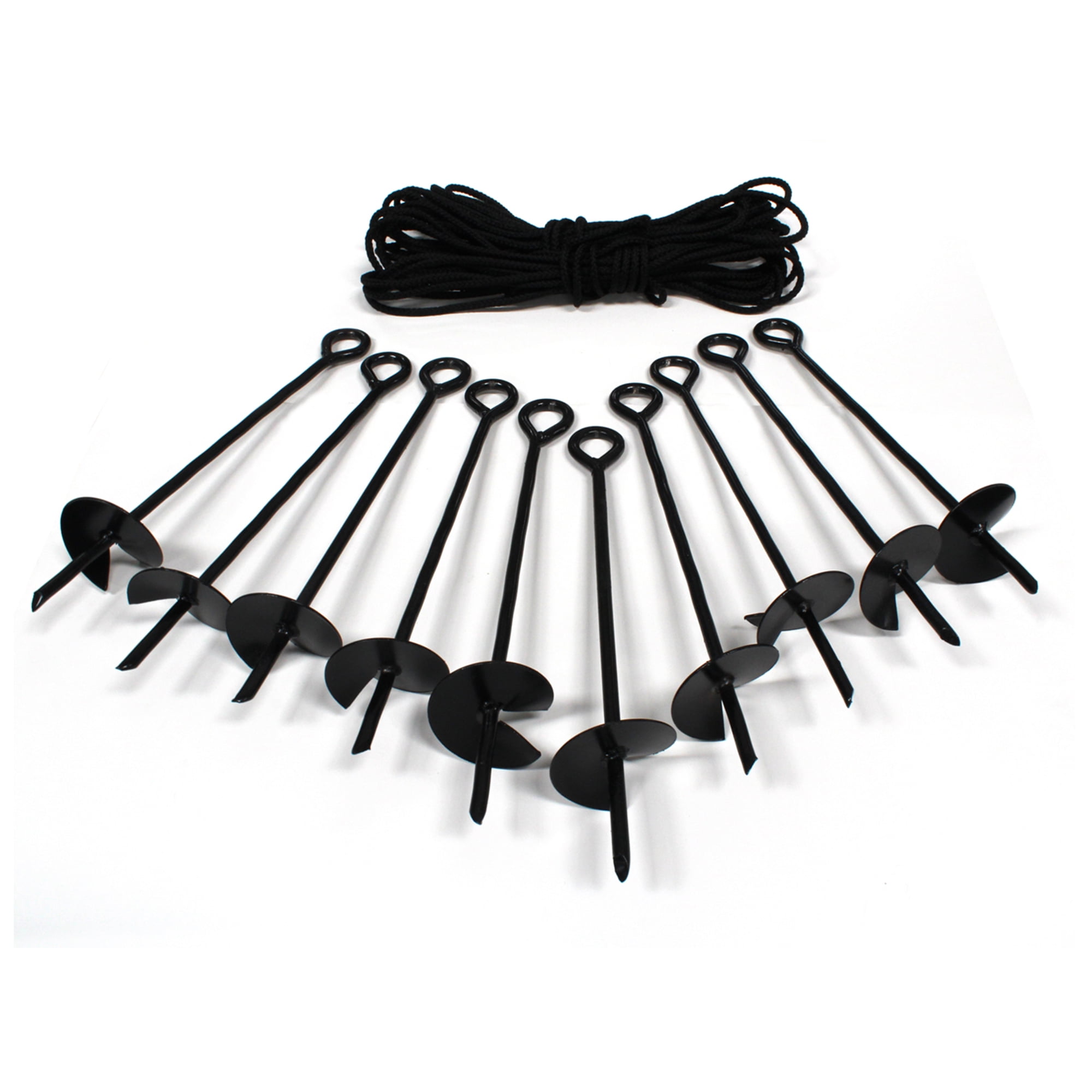 King Canopy 10-Piece Anchor Kit, 15-inch Auger Style w/Rope, Black ...