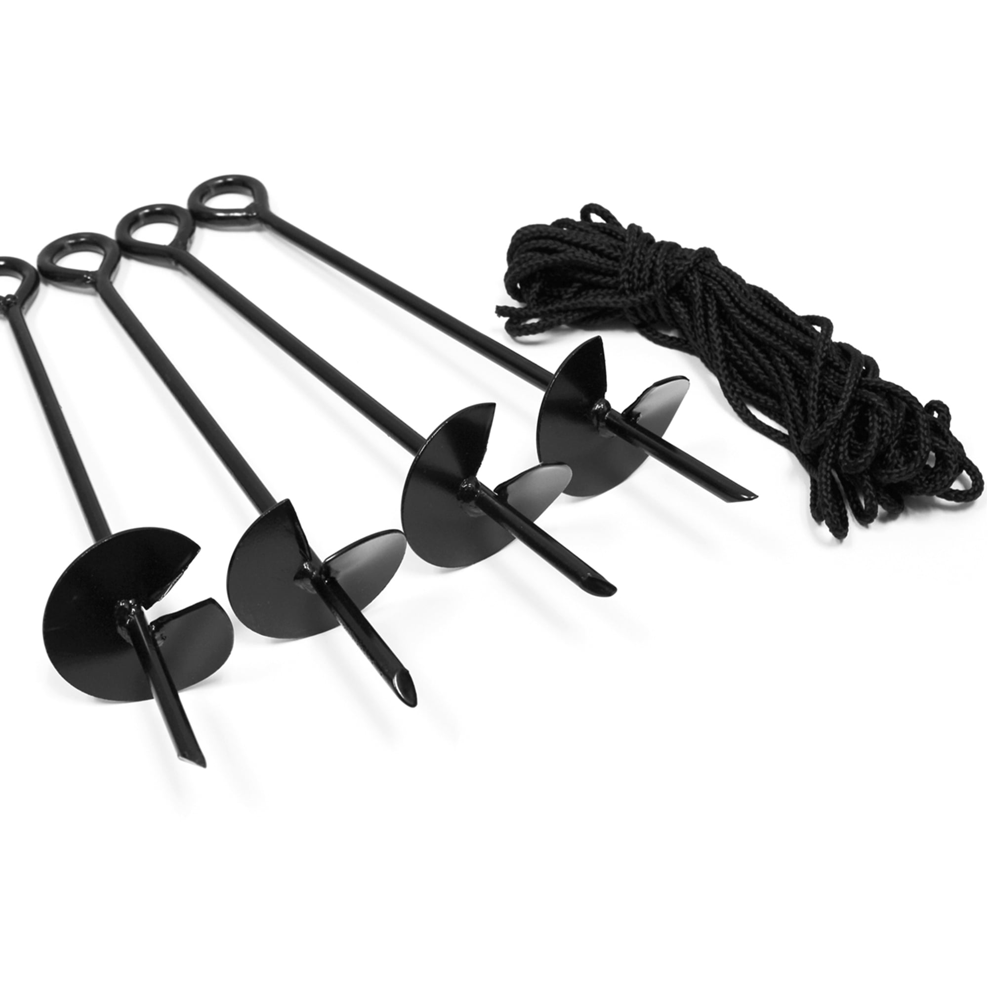 King Canopy 4-Piece Anchor Kit, 15-inch Auger Style w/Rope, Black ...