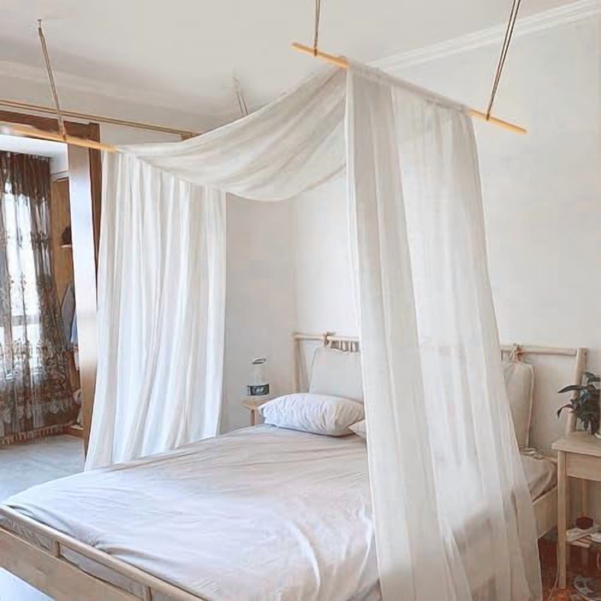 King Canopy Bed Curtains - Queen & Full Bed 60 * 225in White Tulle ...