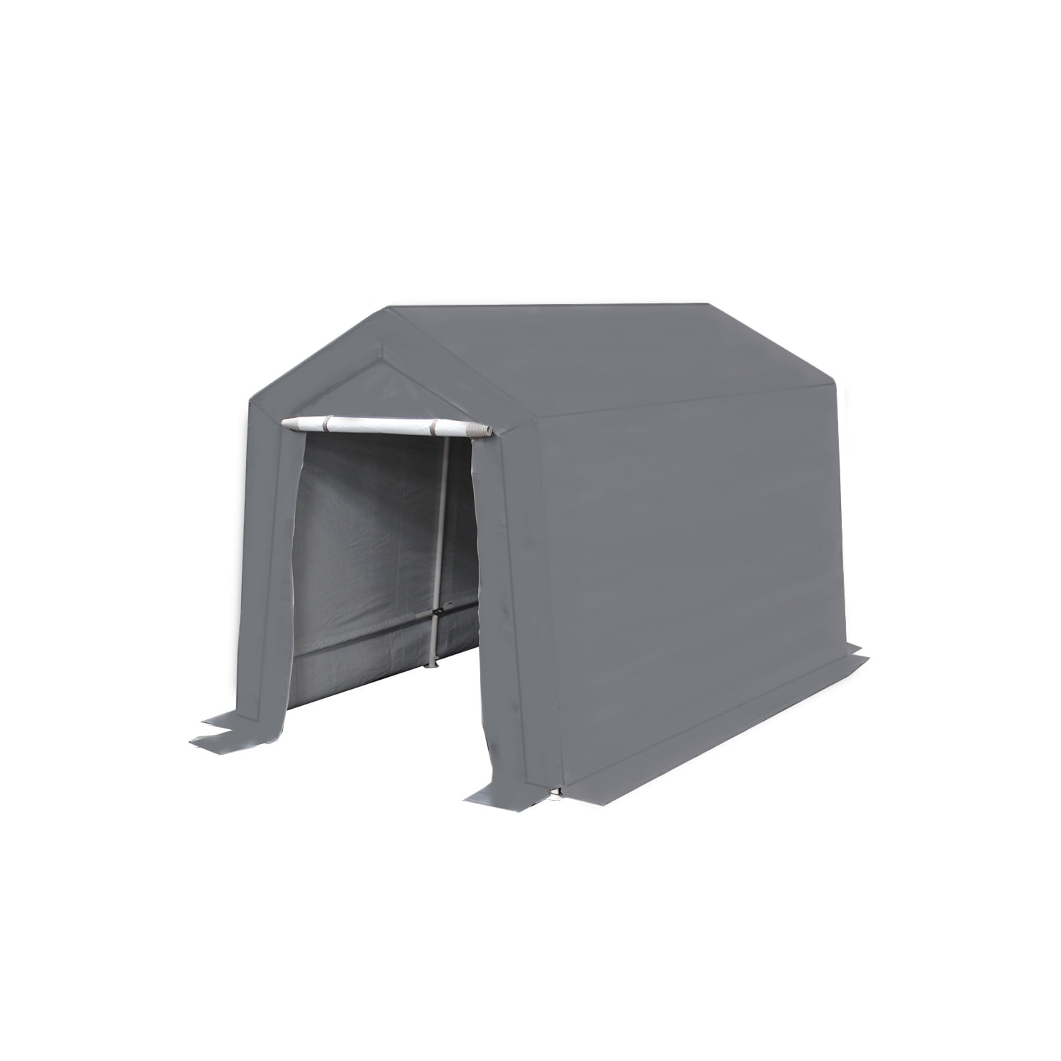 King Canopy Storage Shed 7ft x 12ft , 1.5-inch Steel Frame, 6-Leg, Grey ...