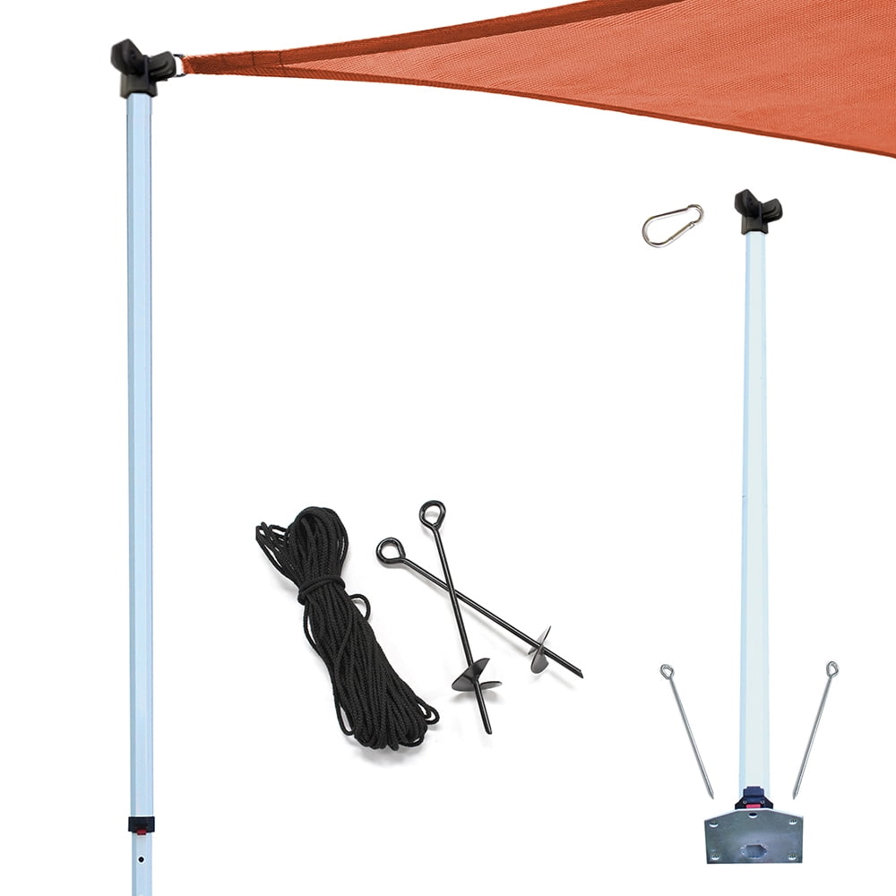 King Canopy Sun Shade Sail Extension Pole Kit, 9 ft, White Steel ...