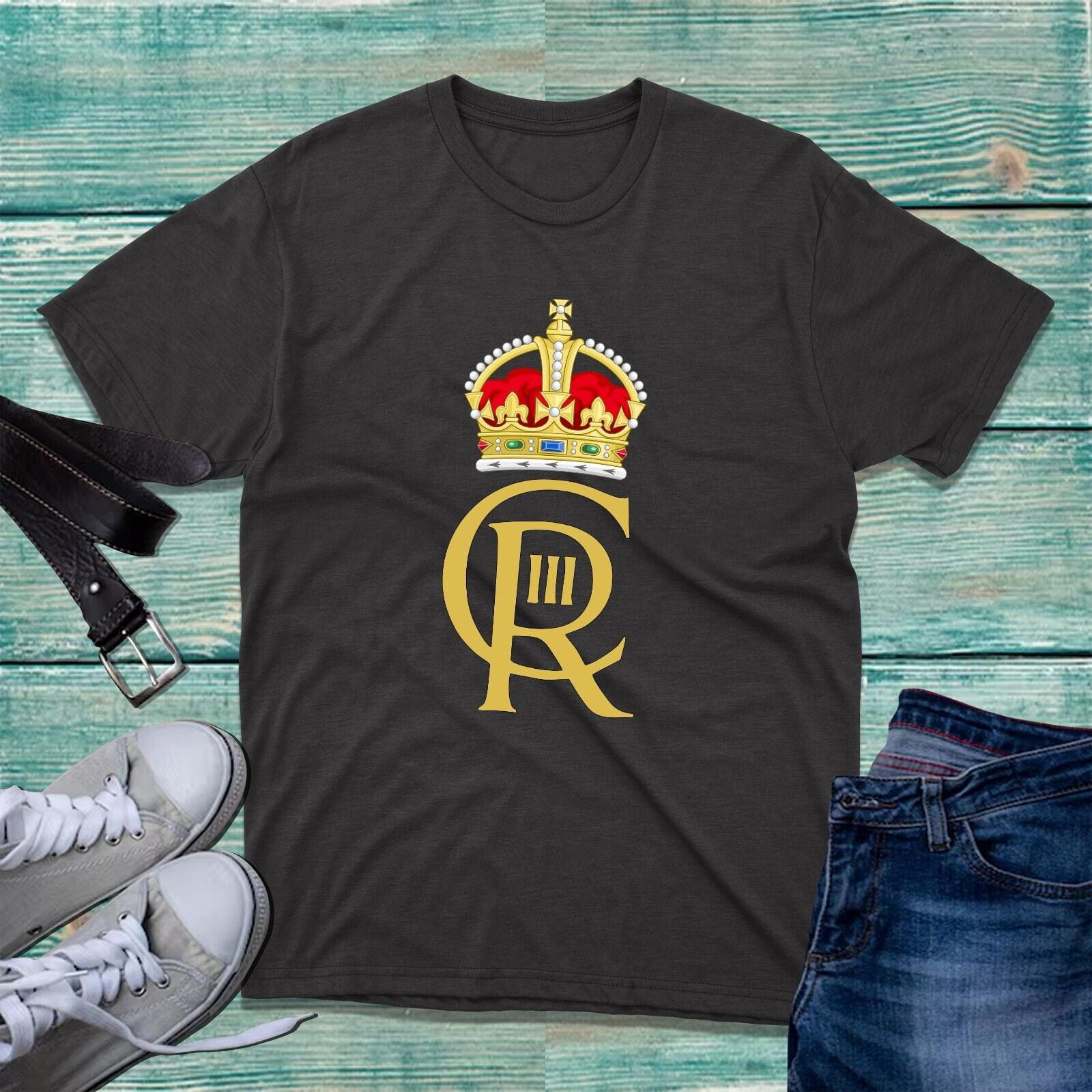 King Charles III T-Shirt Royal Cypher CIIIR Union Jack CORONATION UK ...
