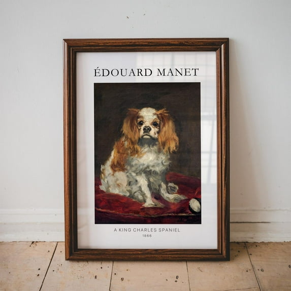 King Charles Spaniel Art Poster By Manet: Vintage Dog Lover, Unframed ...