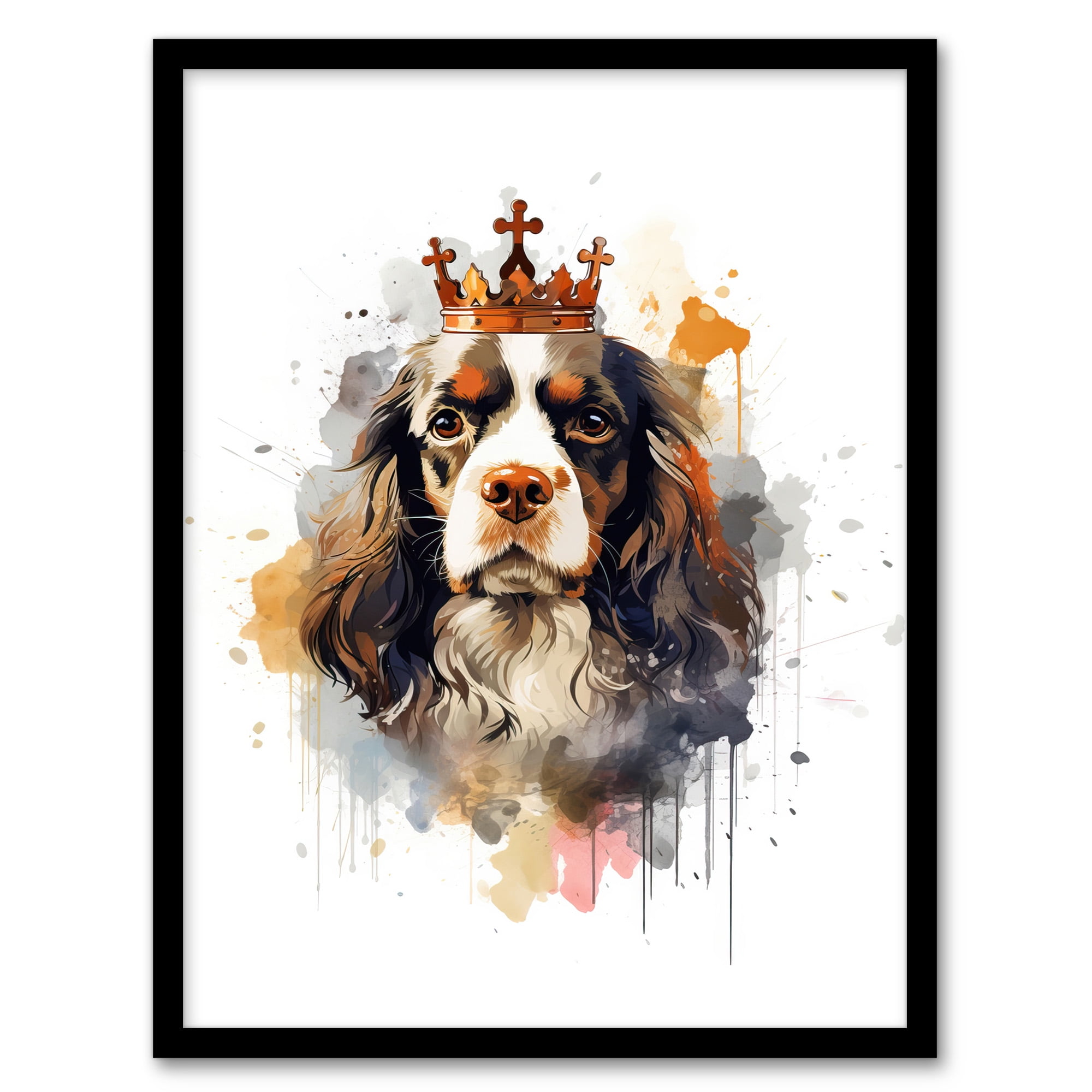 King Charles Spaniel with Crown Dog Lovers Gift Watercolour Pet ...