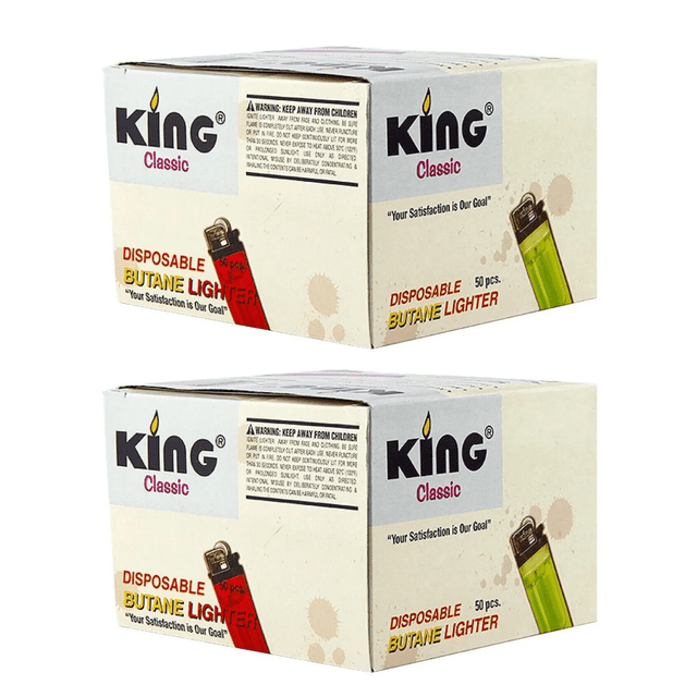 King Classic Disposable Butane Lighters Assorted Colors 50 Lighters Per ...