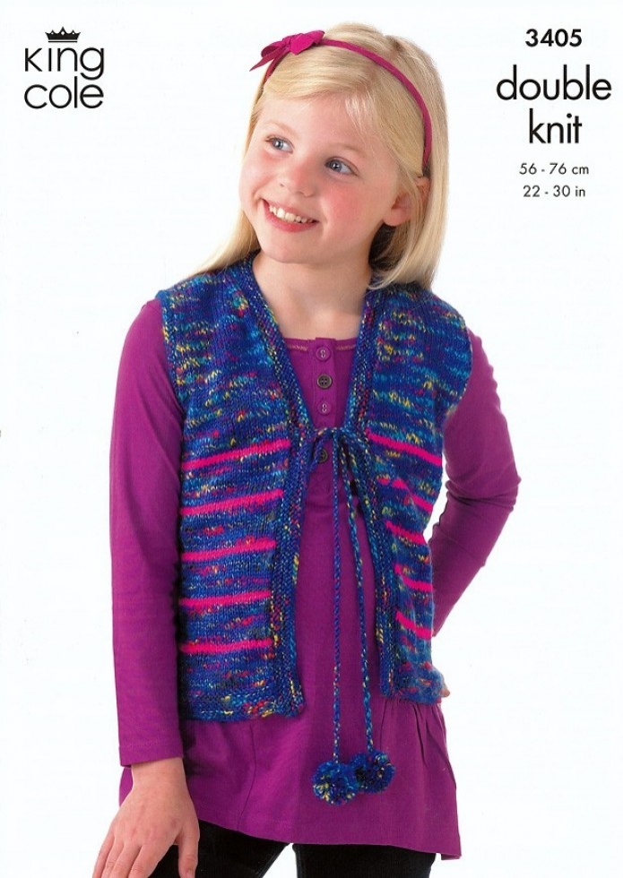 King Cole Wicked Knitting Pattern 3405 Kids 2 - 10 Years Waistcoats ...