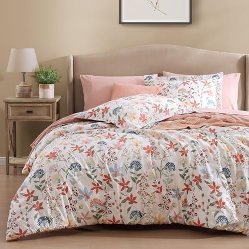 King Comforter Set, 7 PCS Clay Pink Floral Comforter Set with Flowers ...