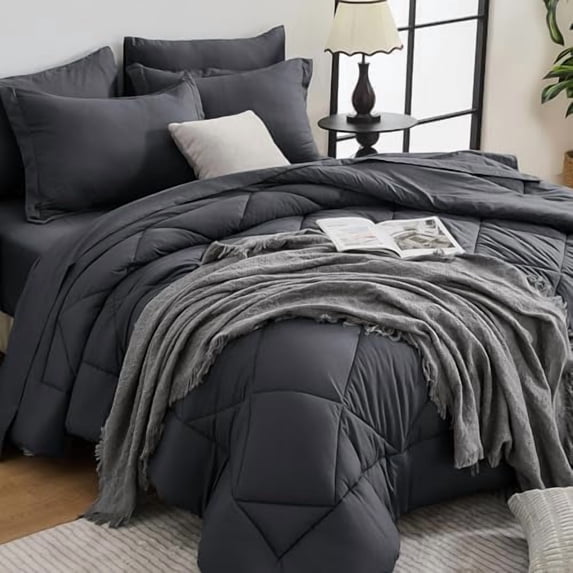 King Comforter Set - 7-Piece All Season Bed in a Bag King, Ultra Soft ...