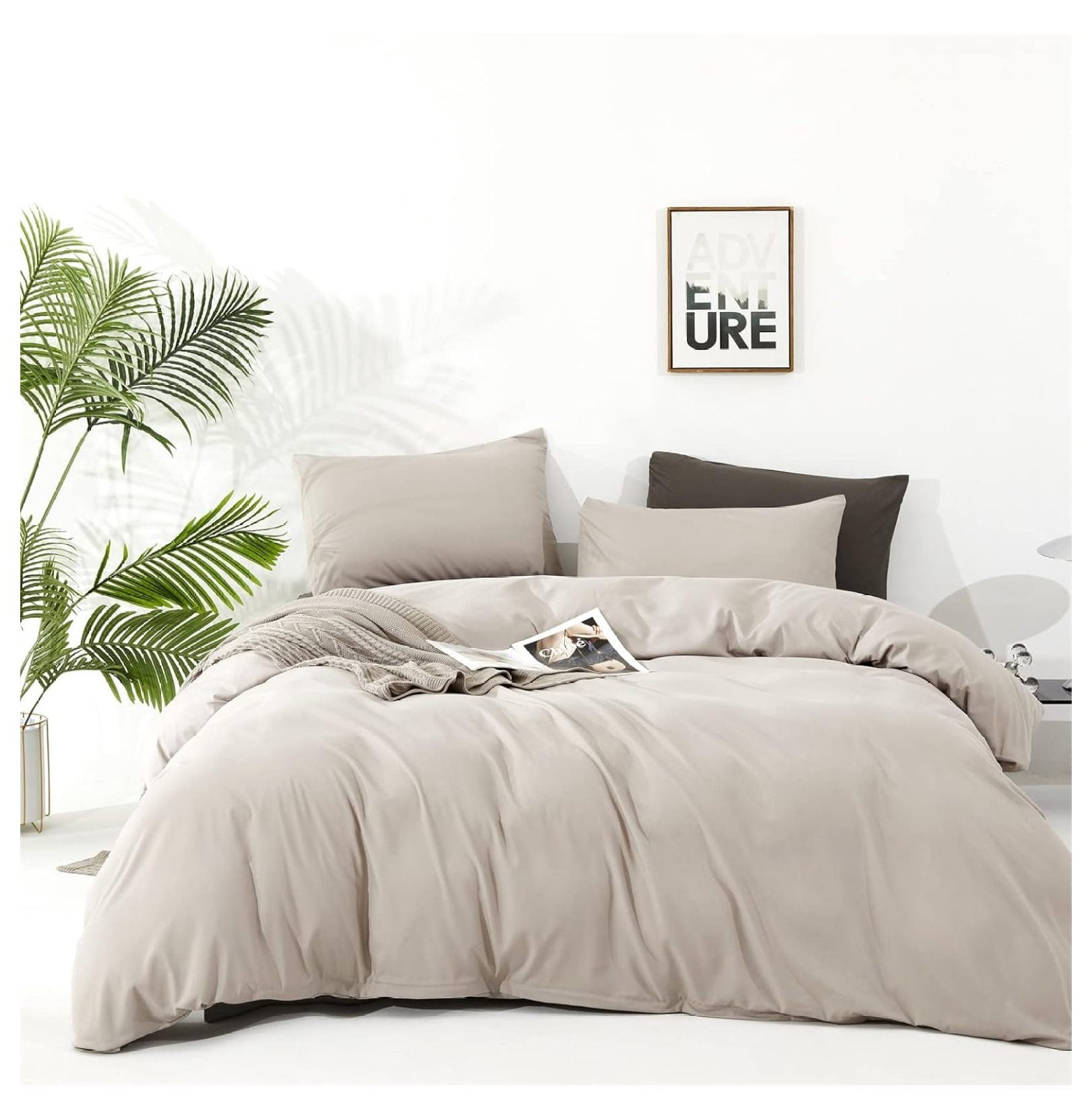 King Comforter Set - Beige, Cream King Size, 3 Pieces - Light Taupe ...
