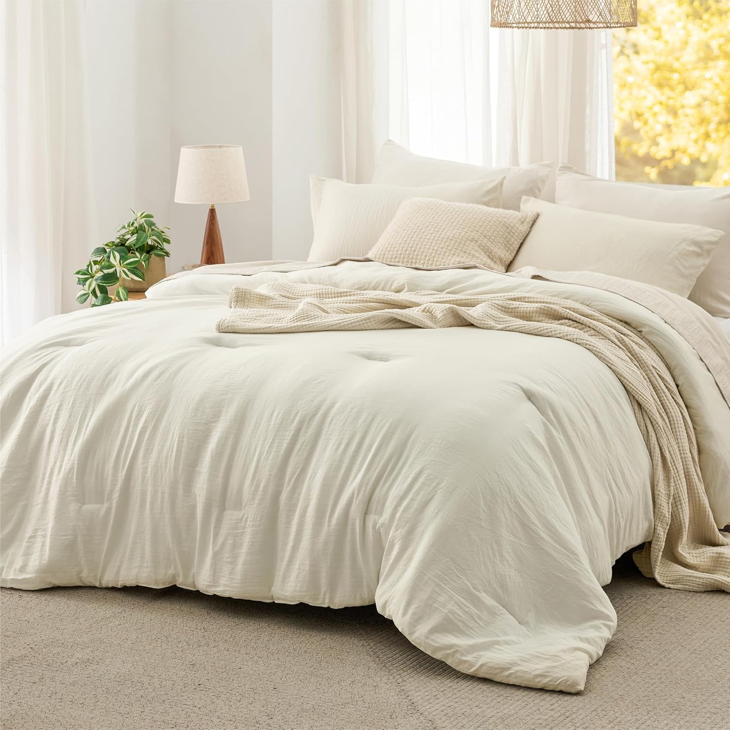 King Comforter Set, Soft Prewashed Bedding for All Seasons, 3 Pieces ...