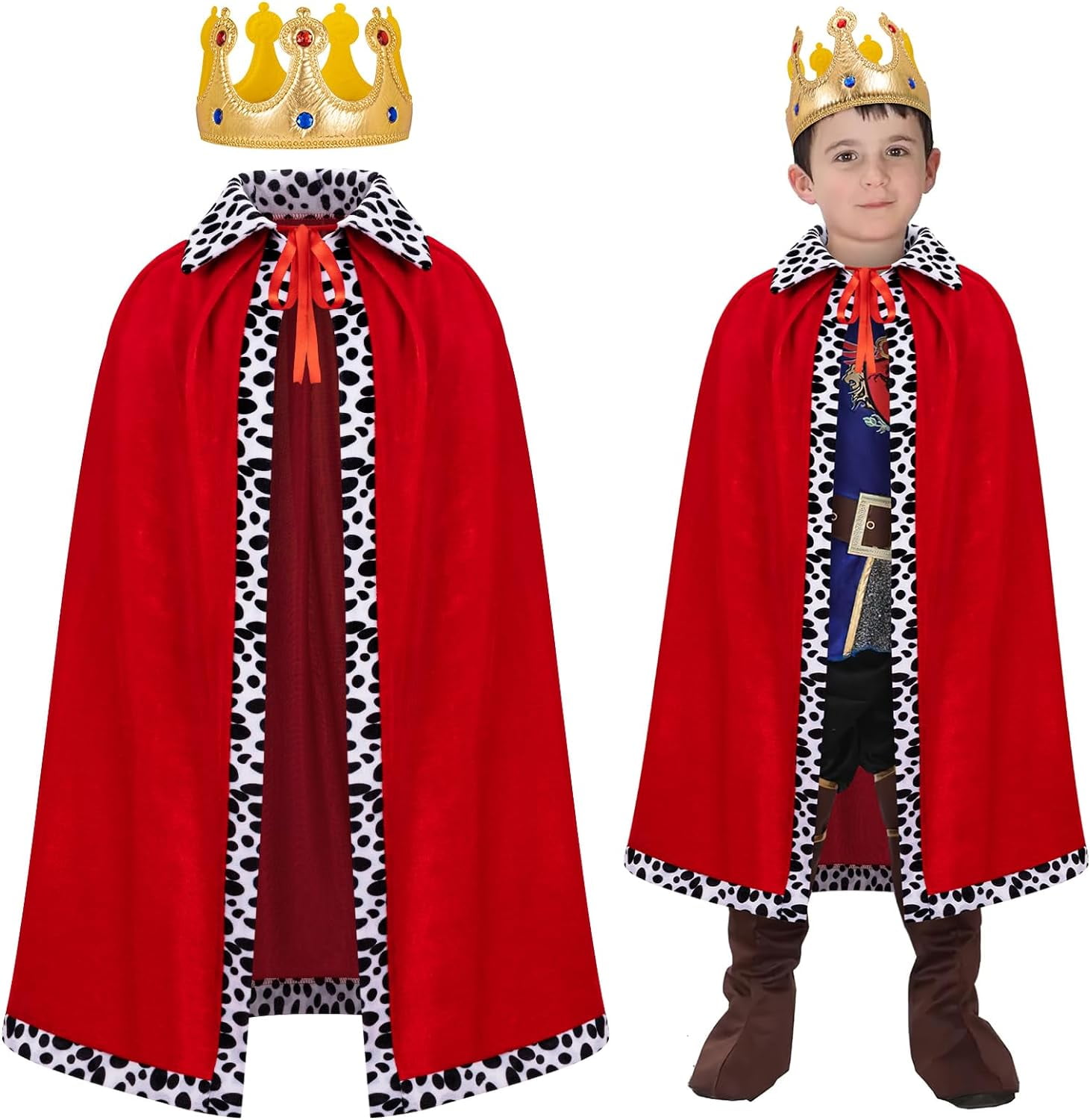 King Costume Set for Kids, Royal Crown and King Cape Prince Costume Set ...