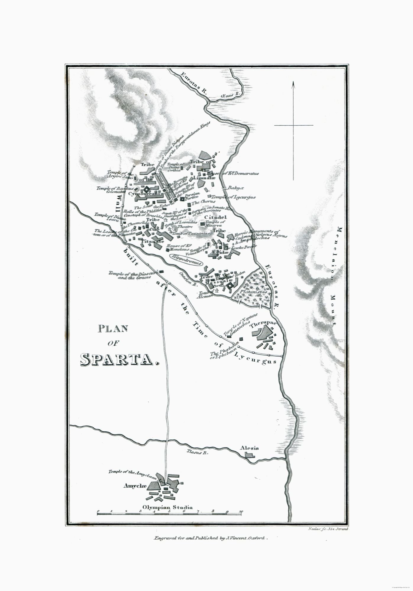 Historic Map - Sparta Greece - Oxford 1828 - 23 x 32.92 - Vintage Wall ...