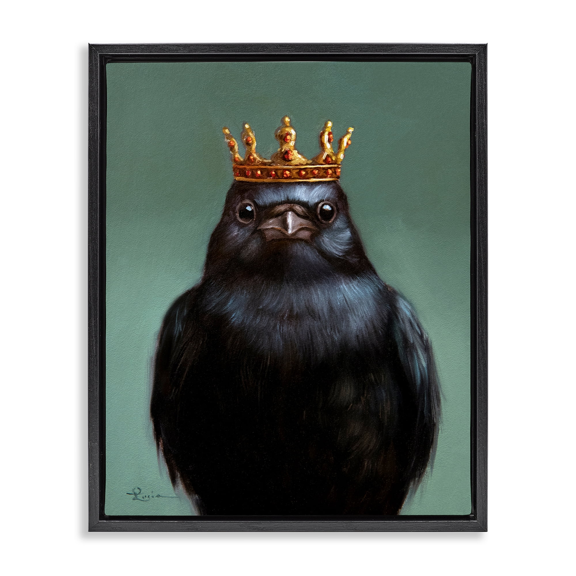 King Crow Portrait Black Framed Floater Canvas Wall Art, design by ...