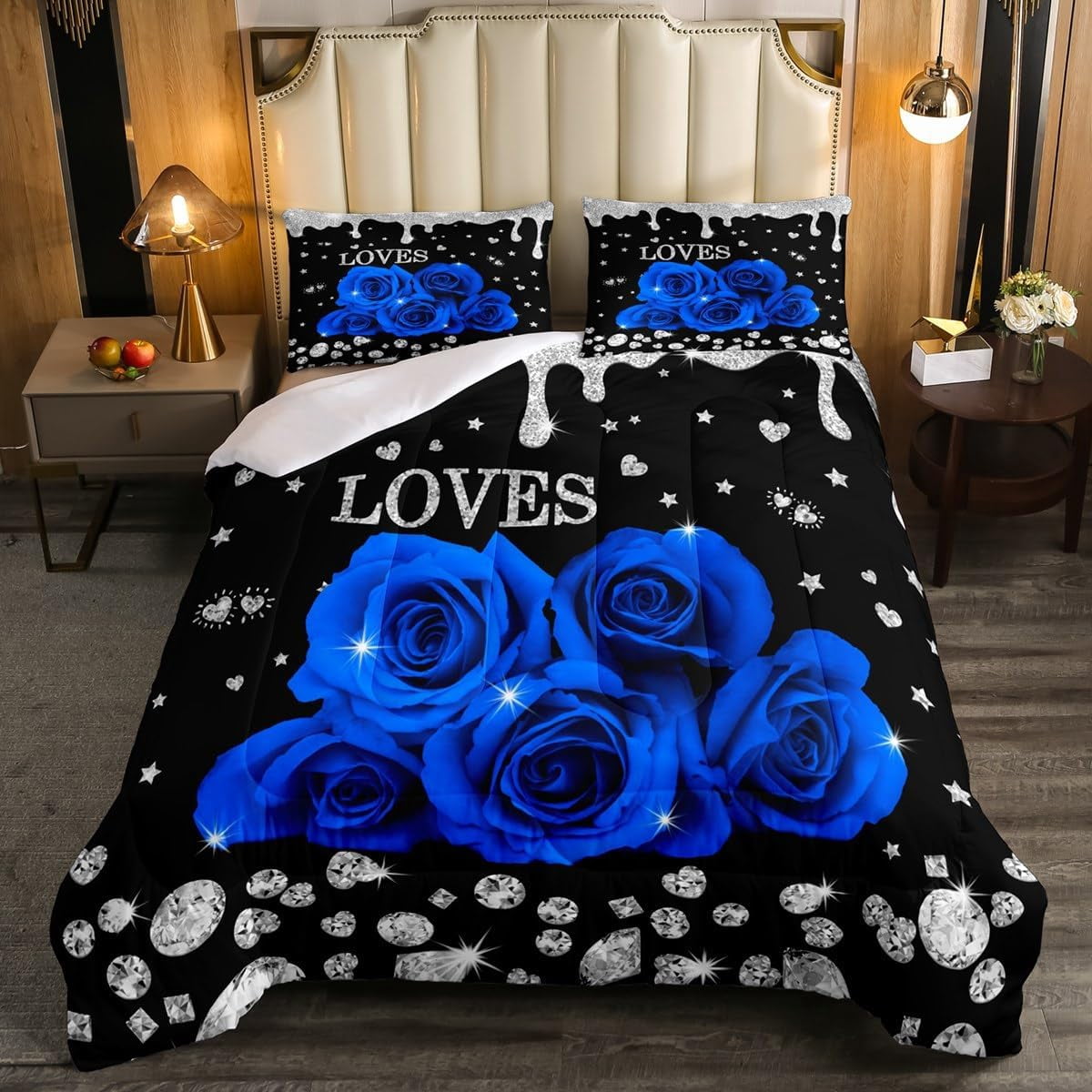 King and Crown Bedding Set Red Black Mr Mrs Comforter Set for Adults ...