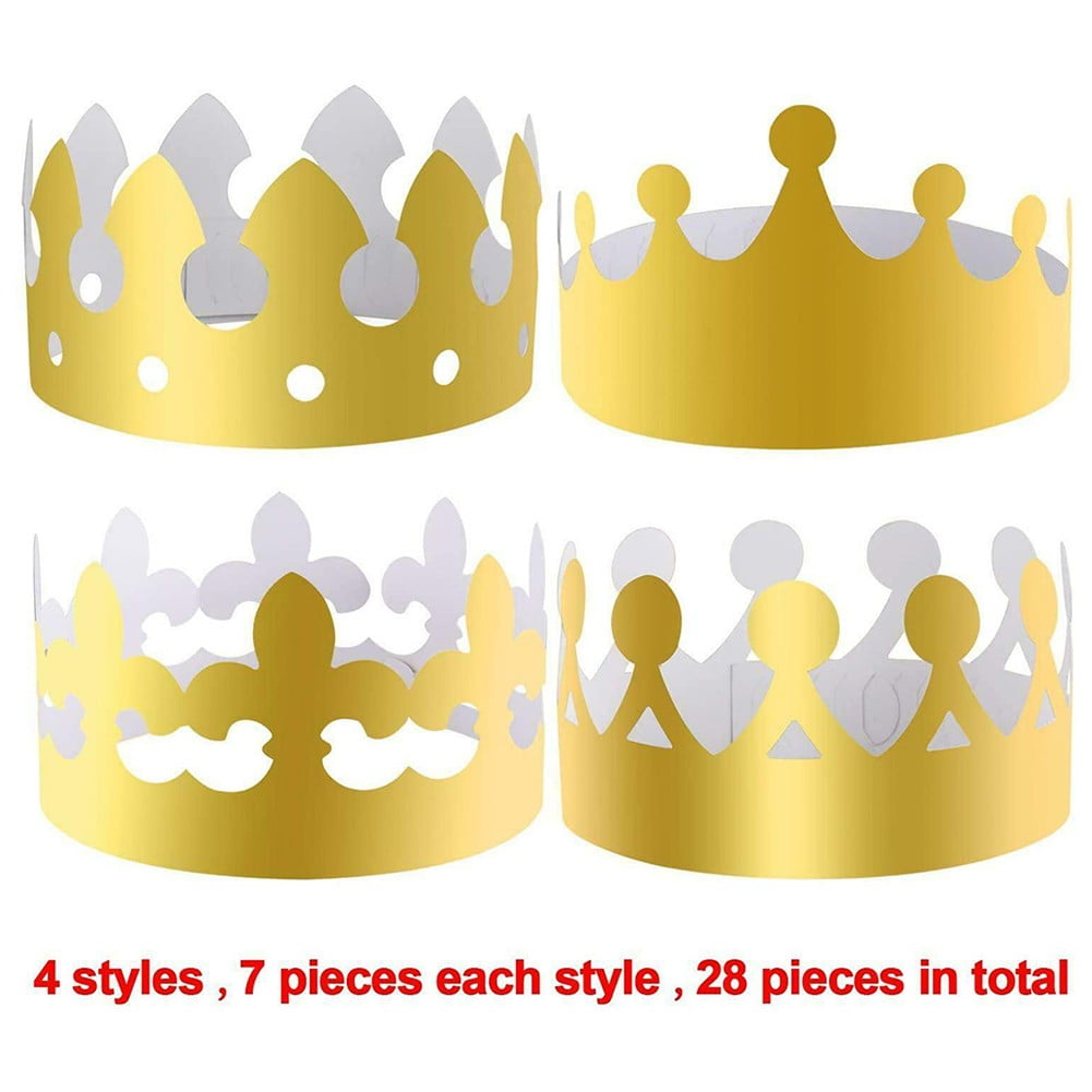 King Crown Party Hats 4Styles For Coronation Celebration Gold Paper ...