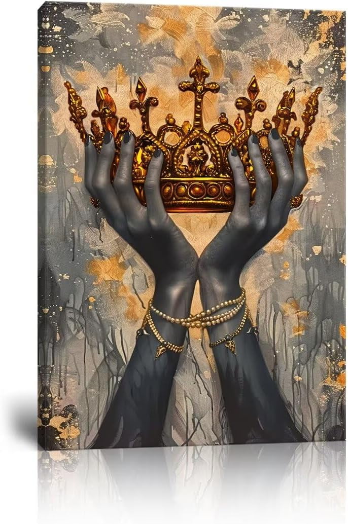 King Crown Wall Art Gold Wall Decor Picture for Living Room Bedroom Home Decor Men Boy Room ...