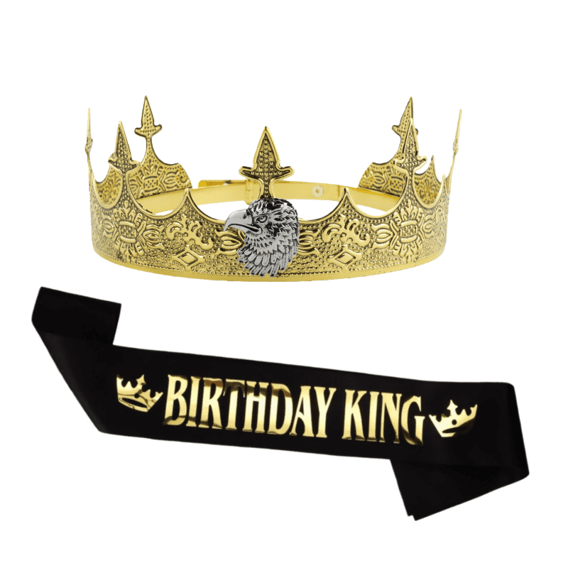King Crown and Sash Set for Men Boy Adults Hair Accessories for ...