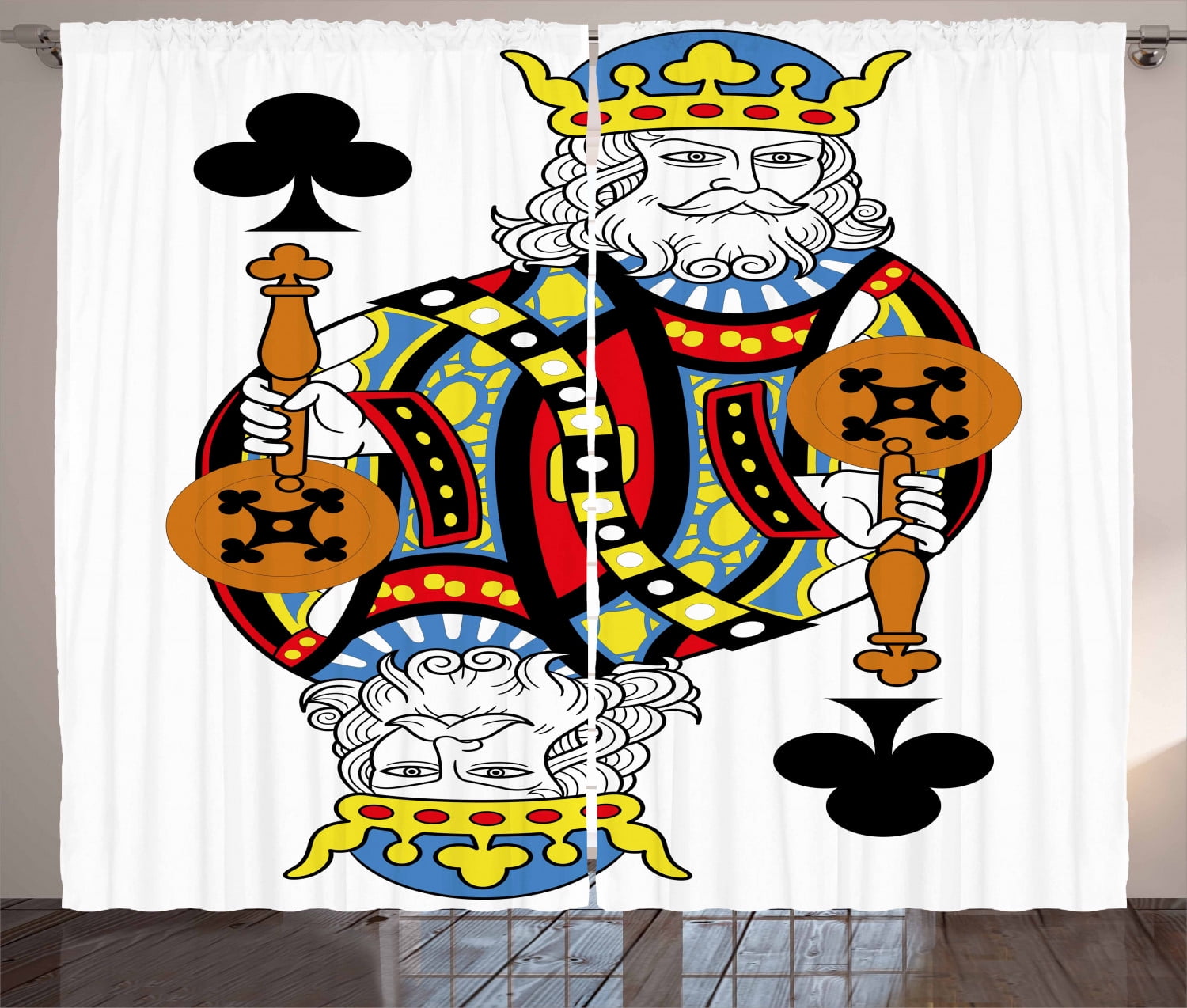 Ambesonne King Curtains 2 Panel Set, King of Clubs Gamble Card, 108" x ...