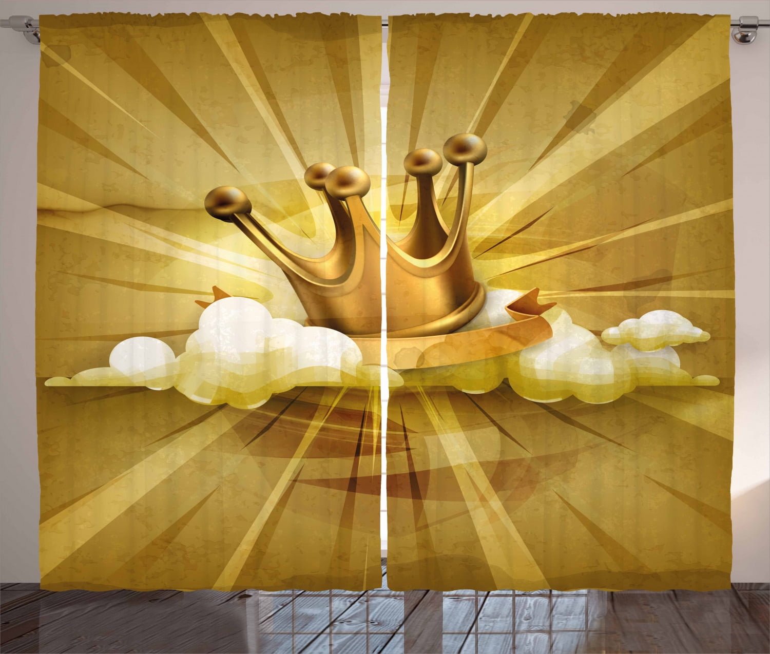 Ambesonne King Curtains 2 Panel Set, Crown and Clouds, 108" x 108 ...