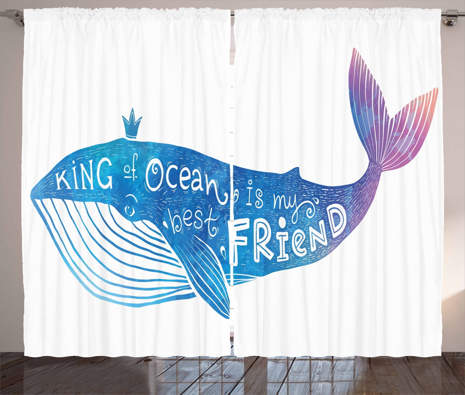 Ambesonne King Curtains 2 Panel Set, Watercolor Abstract Words, 108" x ...