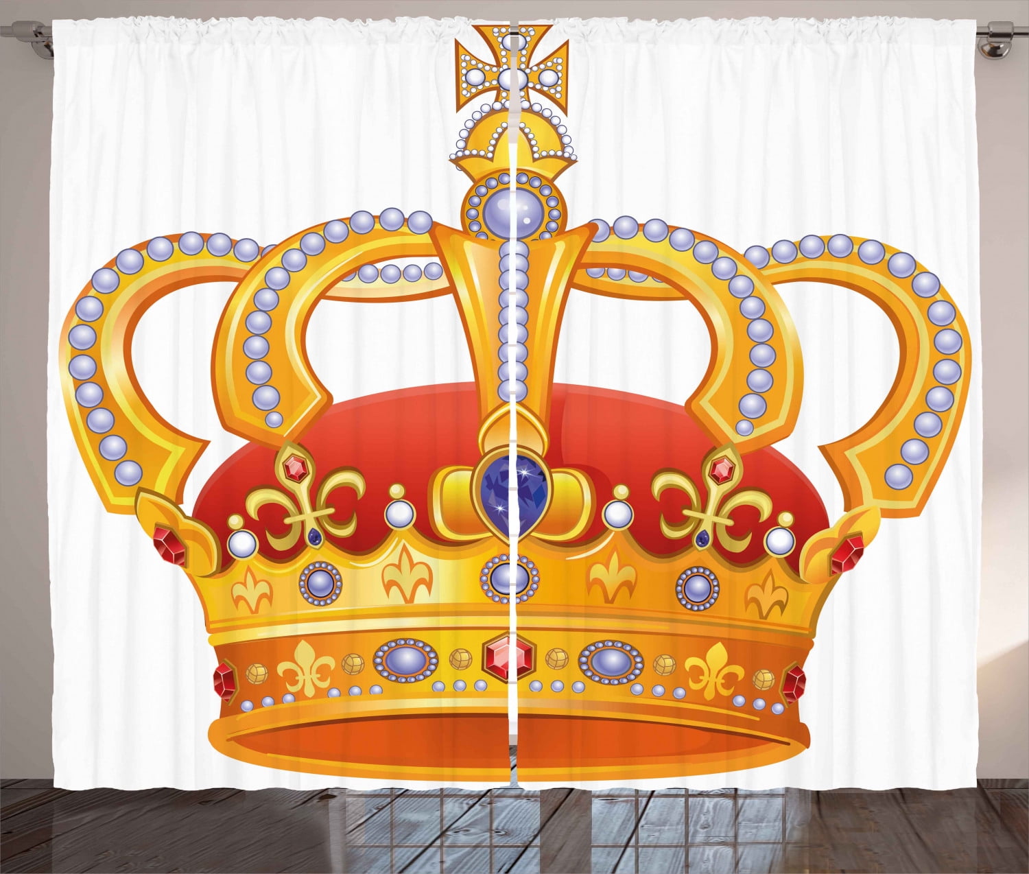 Ambesonne King Curtains 2 Panel Set, Majestic Royal Sign Crown, 108" x ...