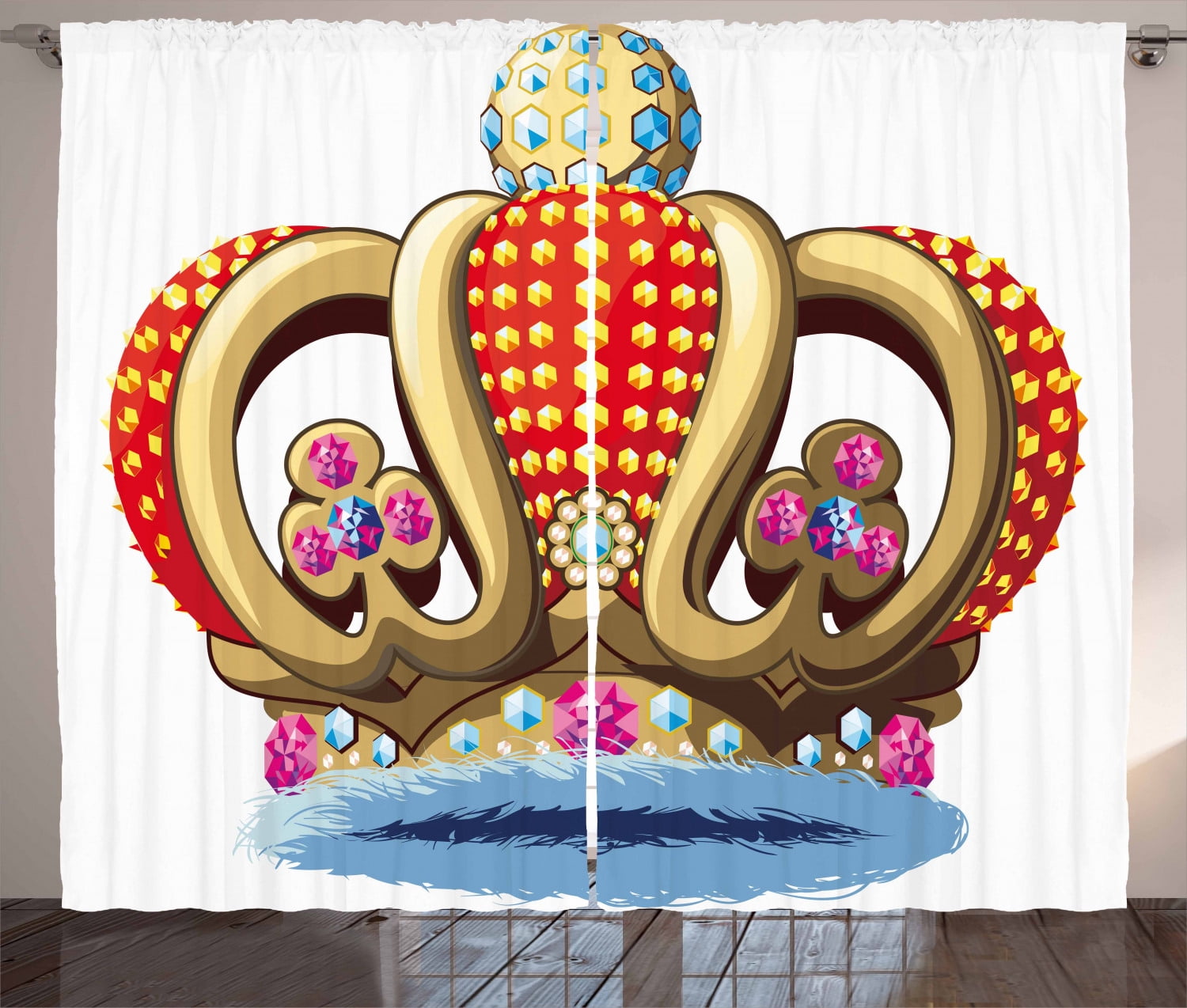 Ambesonne King Curtains 2 Panel Set, Royal Noble Family Crown, 108" x ...