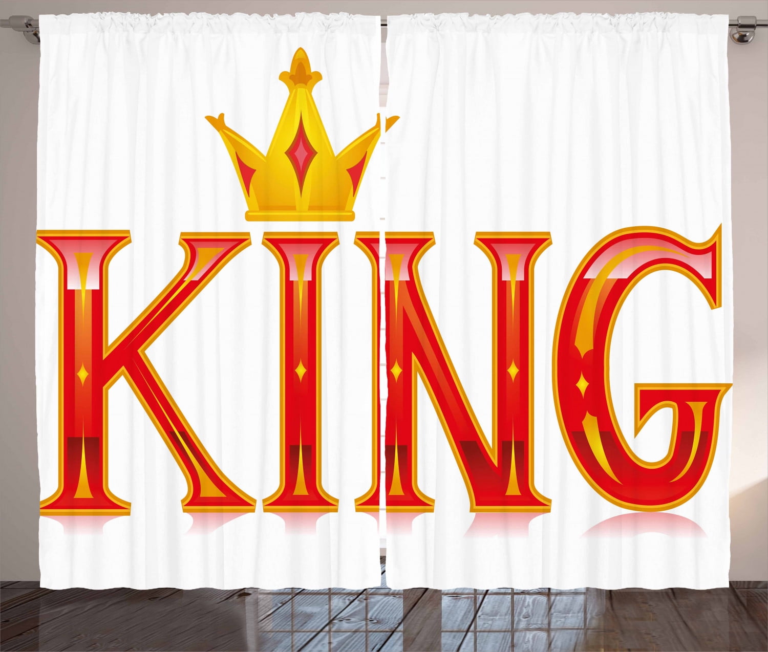 Ambesonne King Curtains 2 Panel Set, Capital Letter King Words, 108" x ...