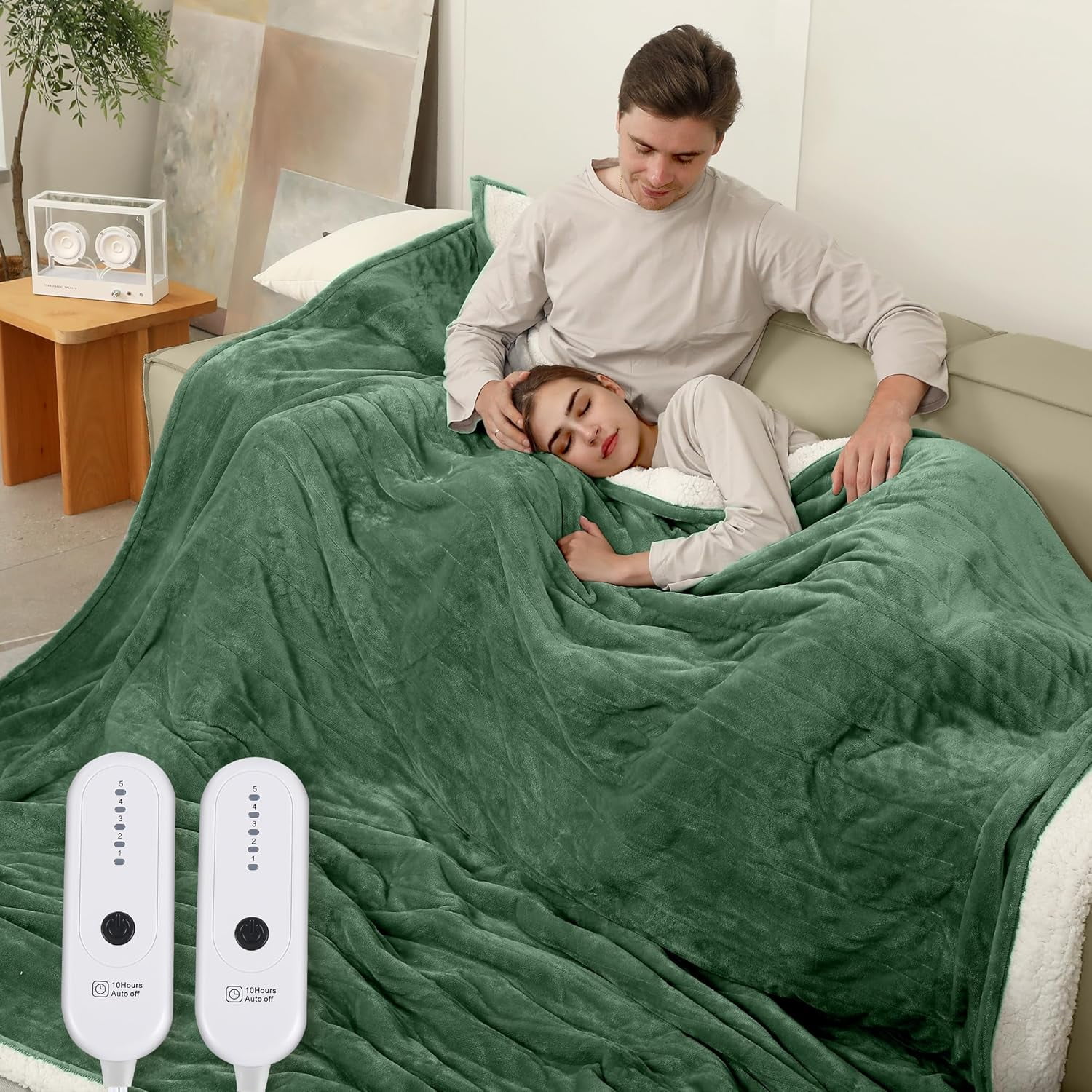 King Electric Blanket - 100"x90" Electric Heated Blanket with 5 Heating ...