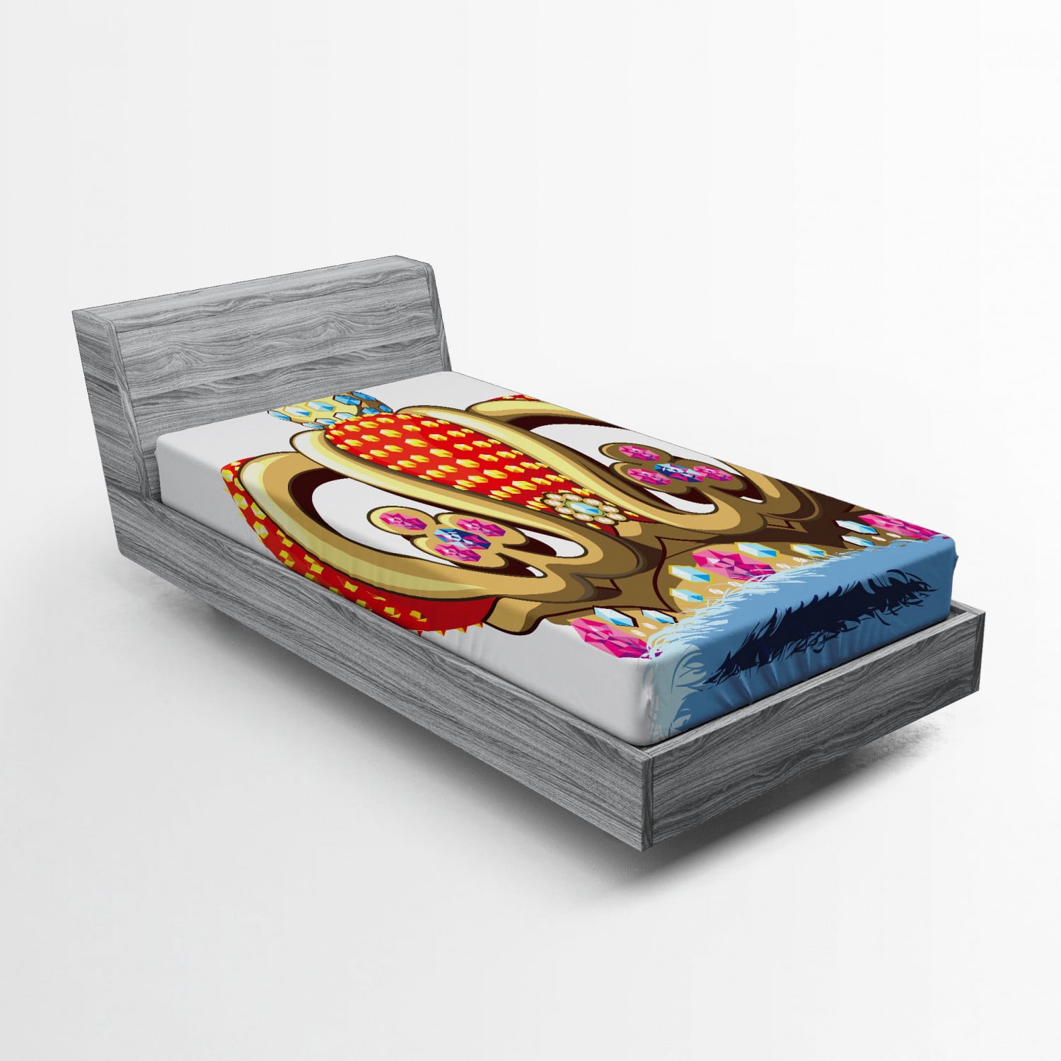 Ambesonne King Fitted Sheet, Royal Noble Family Crown, Twin XL Size ...