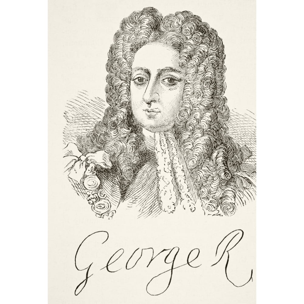 King George I Of England 1660 To 1727. His Portrait And Signature. From ...