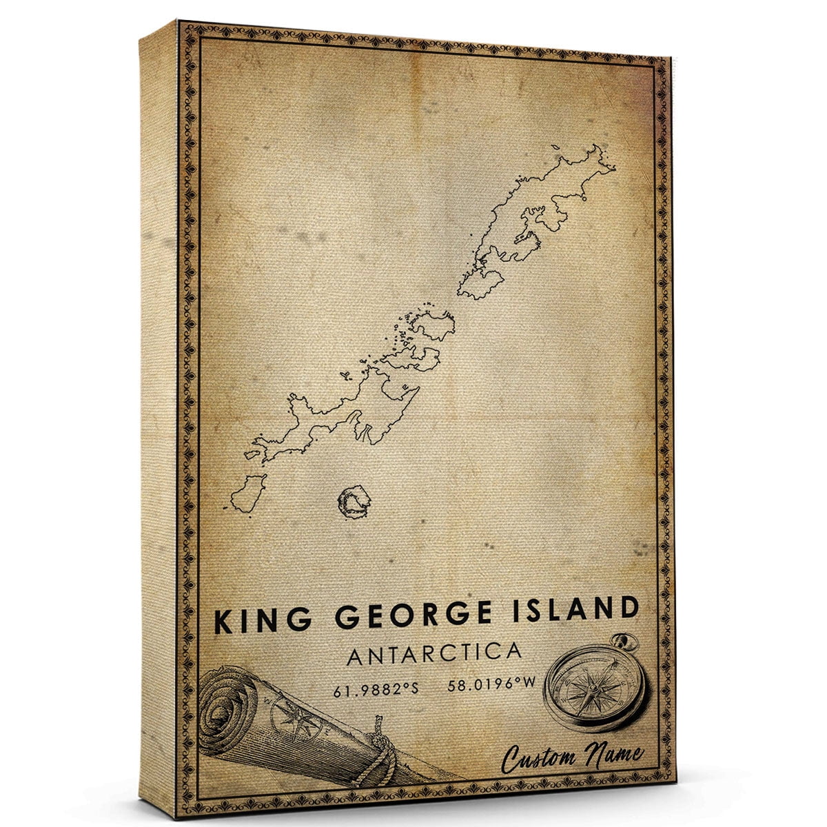 King George Island Map Poster, Antarctica Map Art Poster, Canvas, King ...