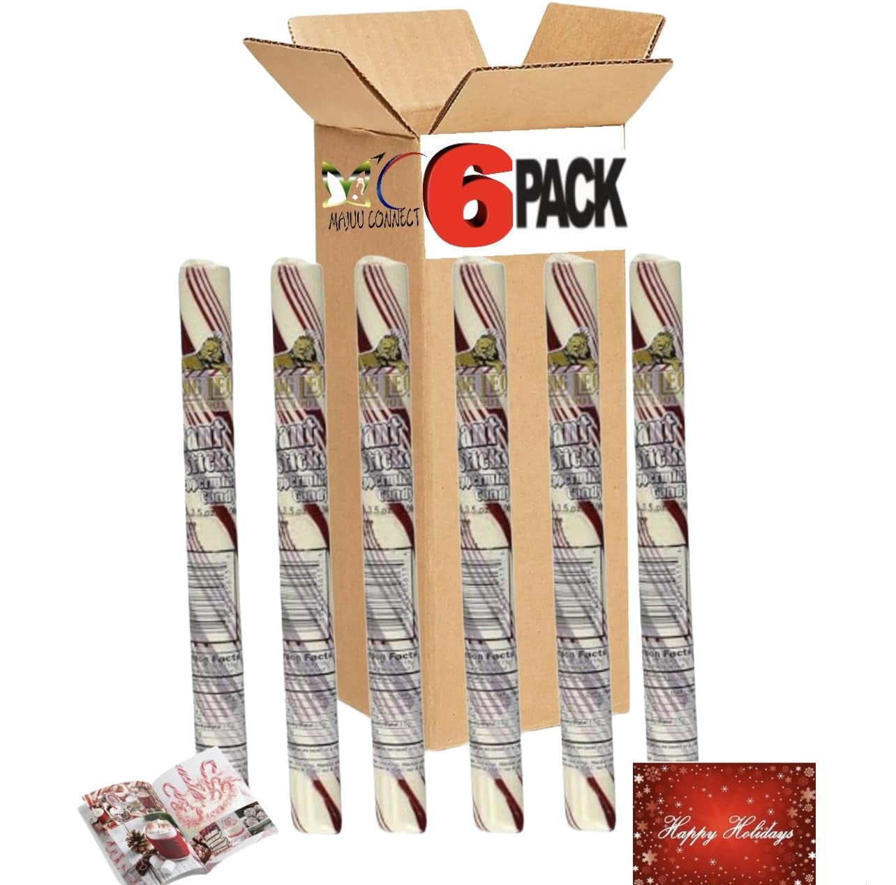 King Giant Peppermint Stick (6- COUNT) Individually Wrapped Bulk Stick ...