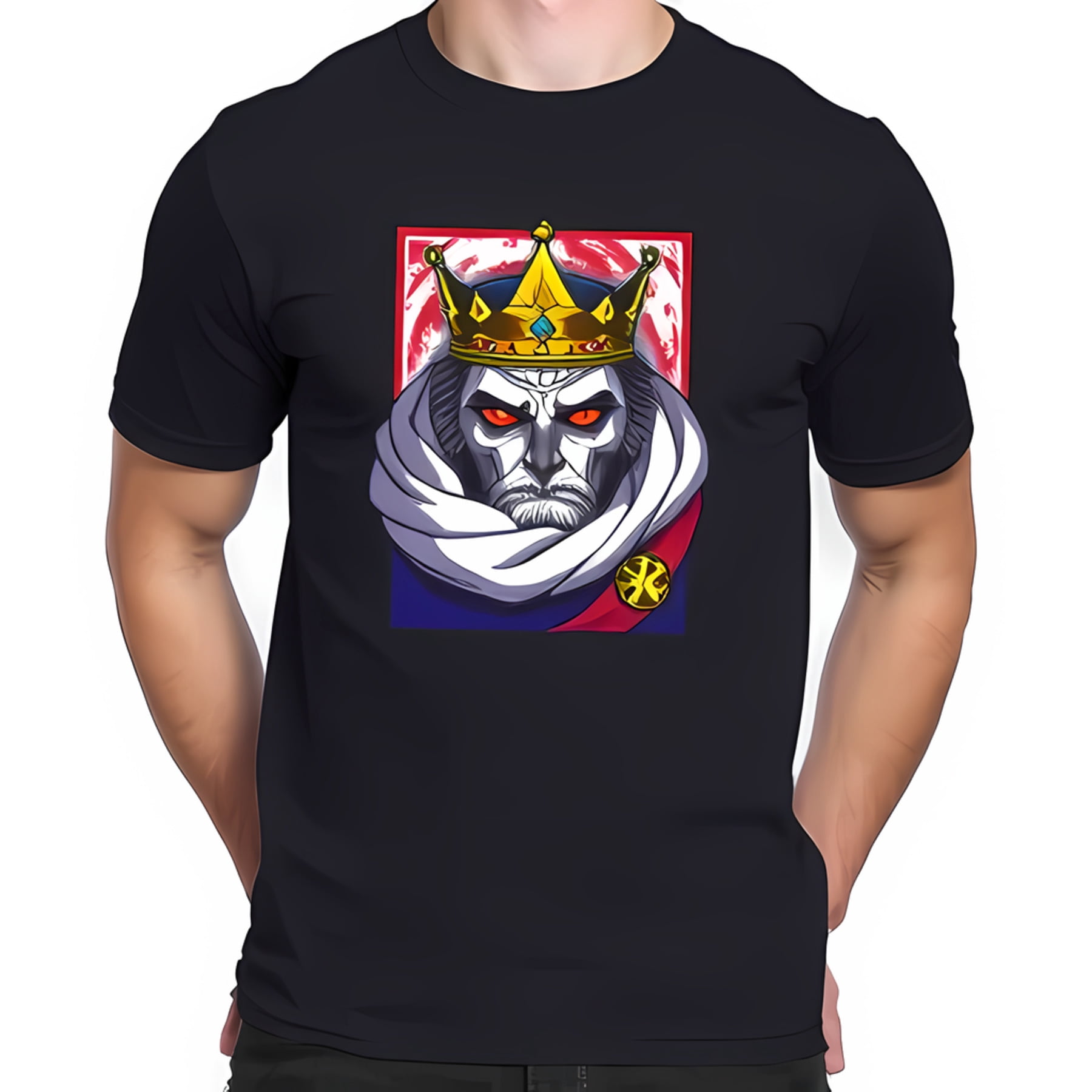 King Graphic Cotton Short Sleeve T-Shirt - Dark Navy Blue Vintage Comic ...