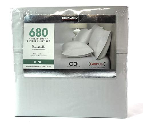 King Grey Gray 680 Thread Count Kirkland Sheet Set 6 Piece Deep Pockets ...