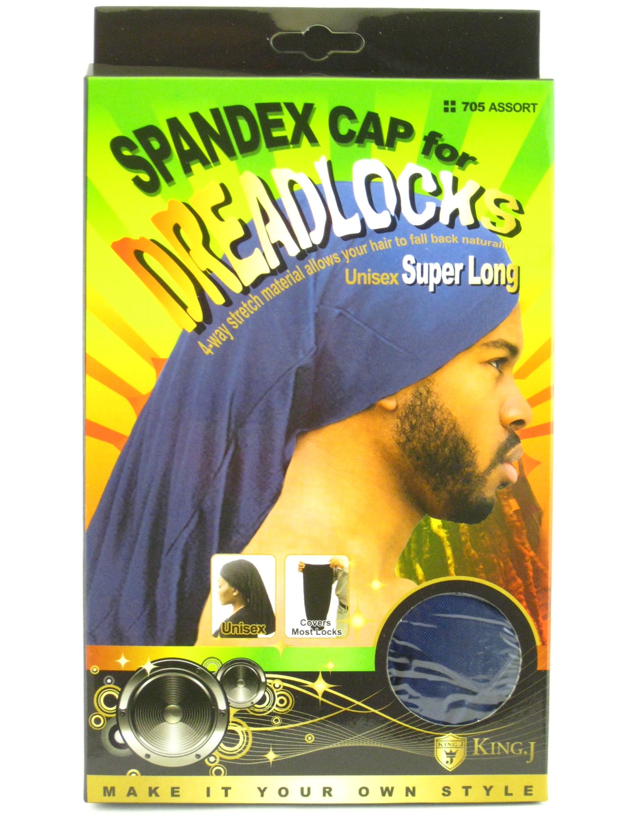 King.J Unisex Adult Large Stretch Navy Blue Spandex Dreadlock Cap Hat ...