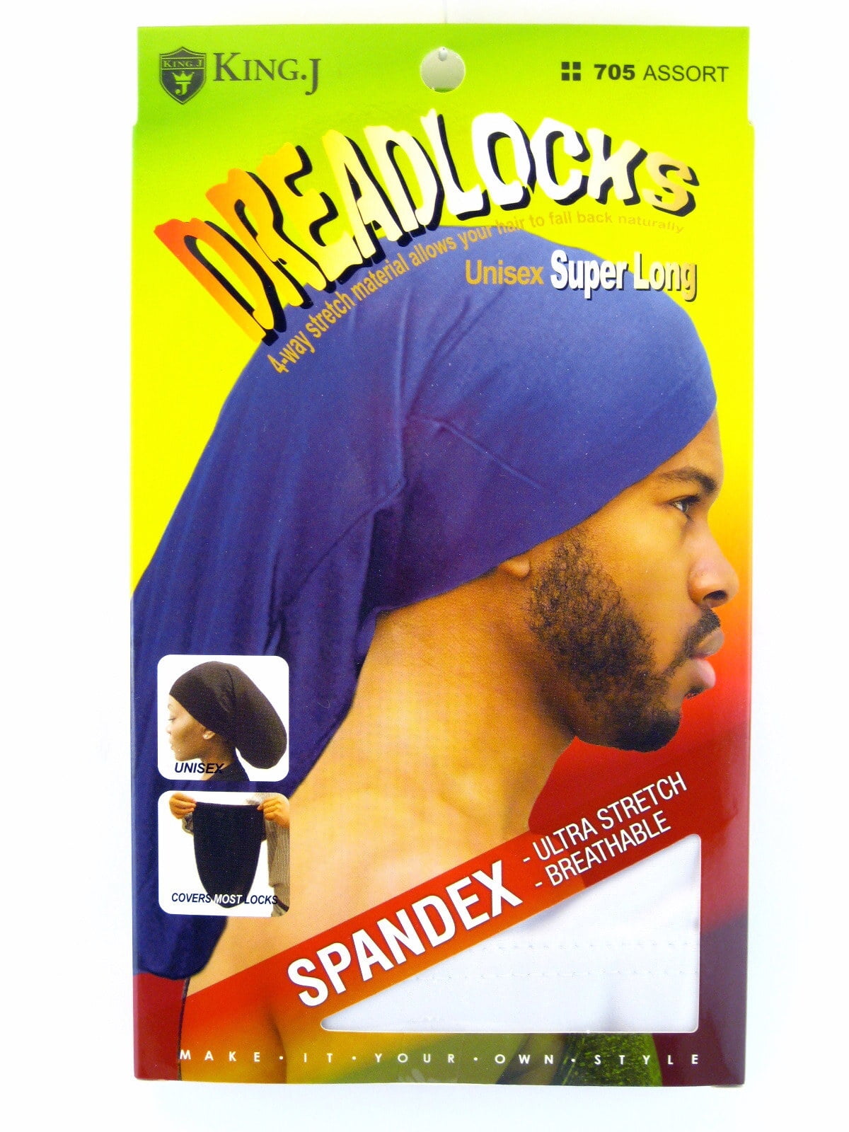 King.J Super Long Unisex Adult Spandex Dreadlock Cap Hat (White ...